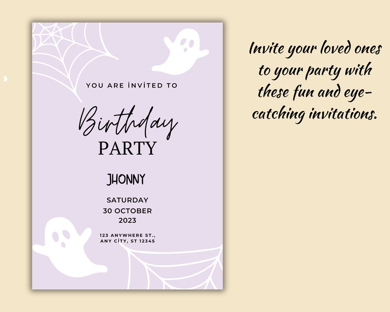 Halloween Pink Ghost Birthday Invitation Hey Boo Ghost Party ...