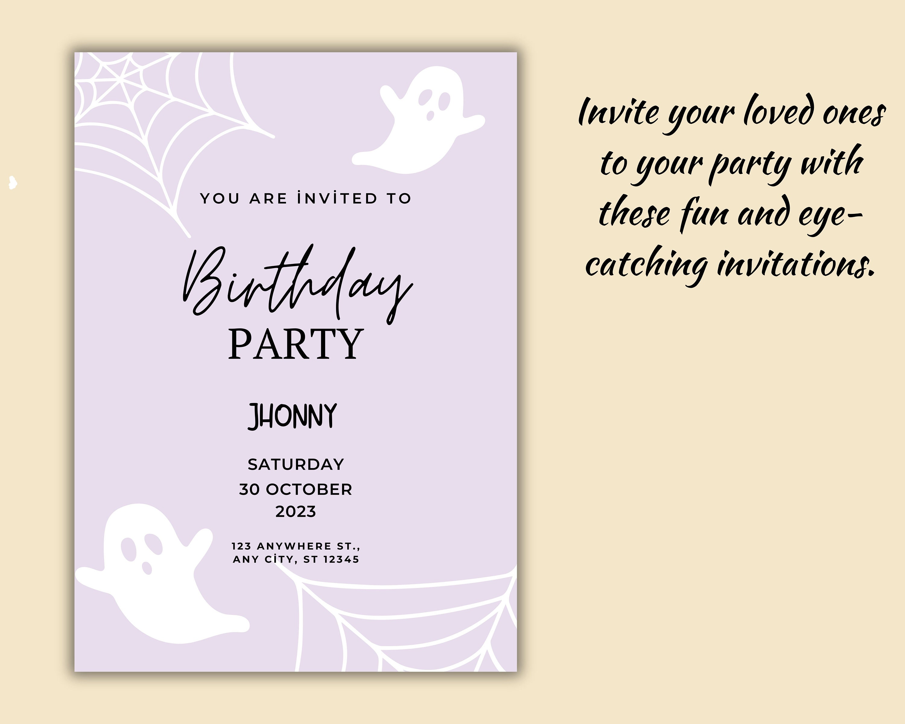 Halloween Pink Ghost Birthday Invitation Hey Boo Ghost Party ...