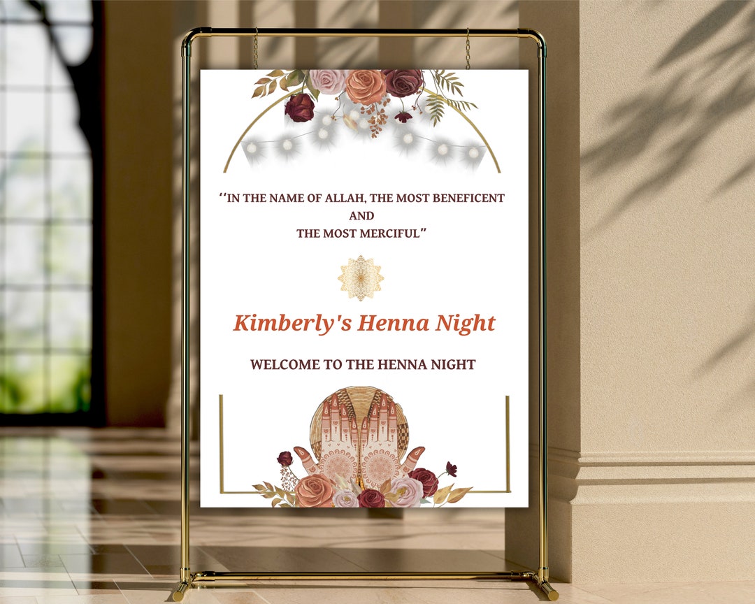Henna Wedding Welcome Sign, Printable Henna Night Welcome Poster ...