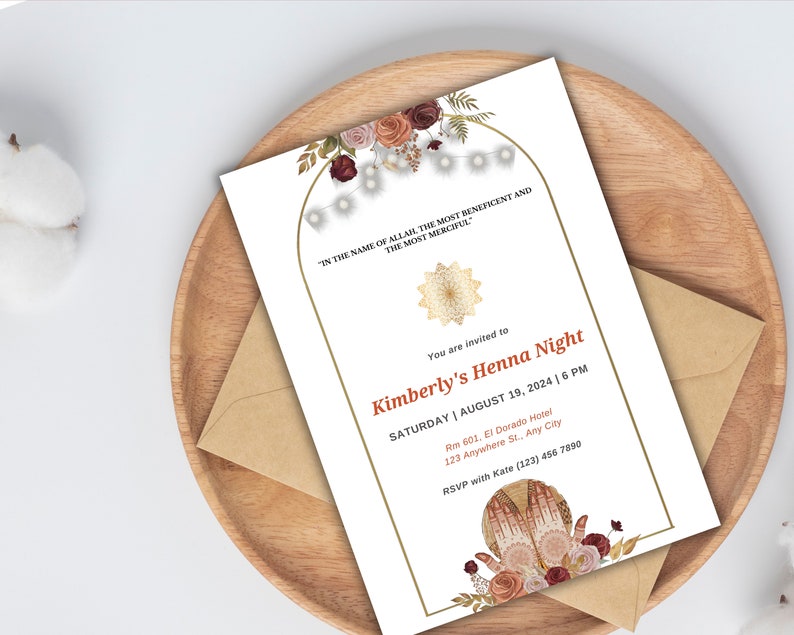 Moroccan Traditional Henna Invitation Template, Printable Classic ...