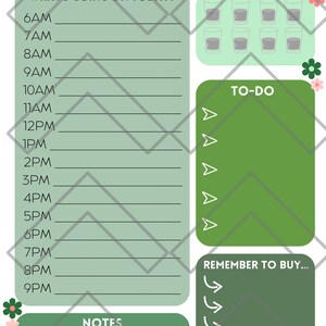 Daily Planner, Digital Download, Green, Flowers, A4 PDF Printable, Good ...