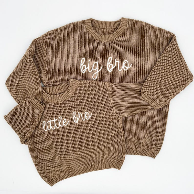 Big Bro Little Bro Matching Outfits, Brother Sweaters, Custom Kids Knit ...