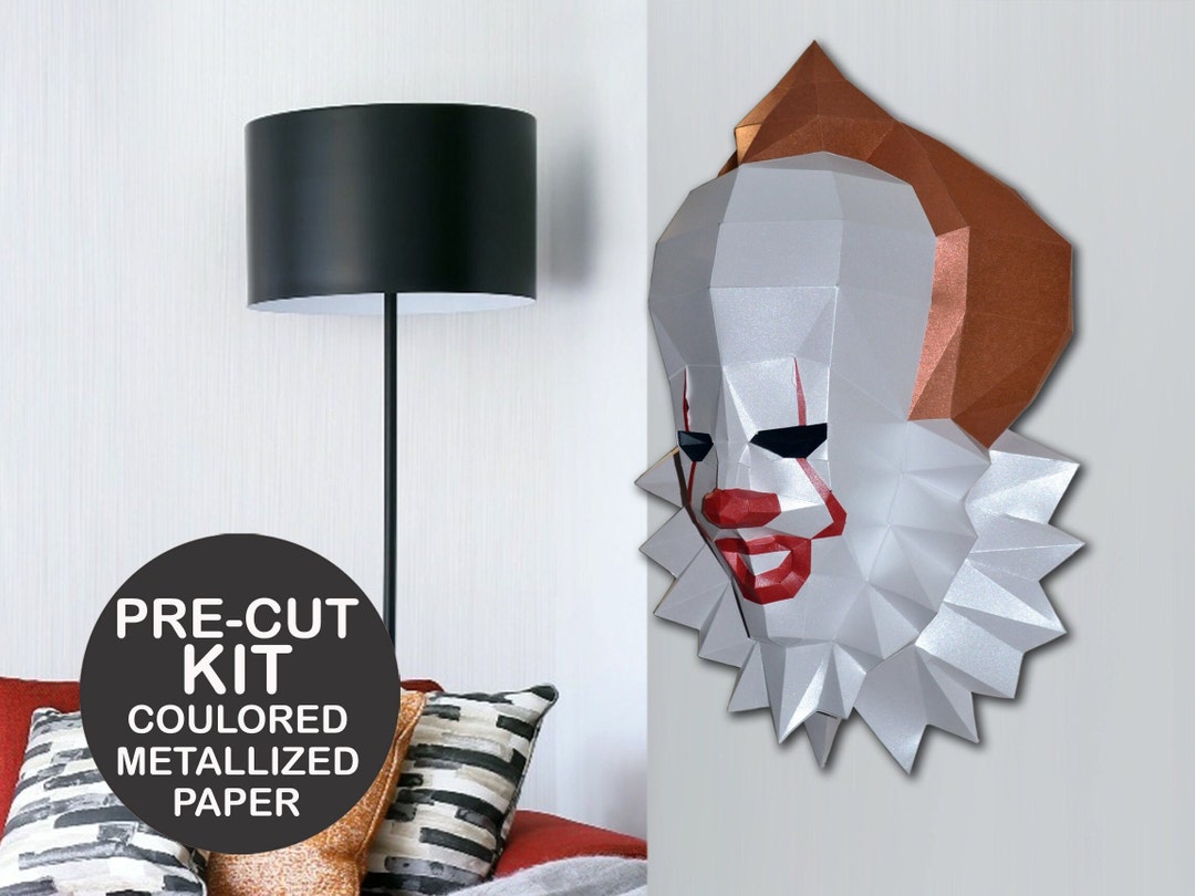 Pennywise Head 3D Papercraft Sculpture PRE CUT Kit Polygonal - Etsy