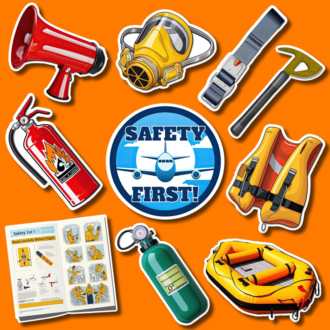 Airline Safety Equipment Vinyl Sticker Pack - Weatherproof Stickers for ...