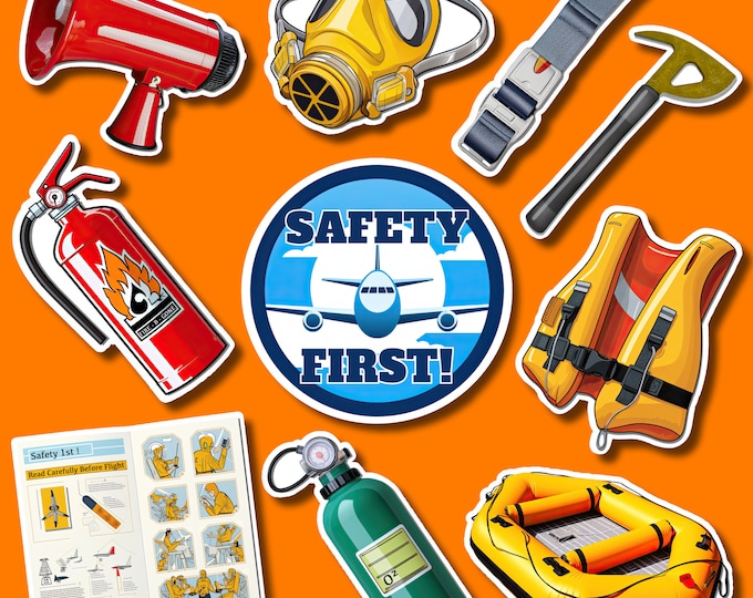 Airline Safety Equipment Vinyl Sticker Pack - Weatherproof Stickers for ...