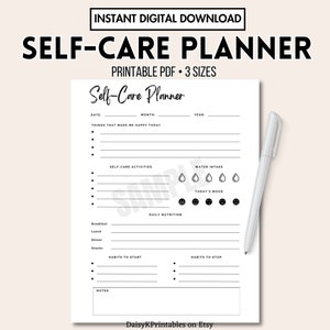 Daily Self-care Planner Digital Download PDF Printable, Self-care Log ...