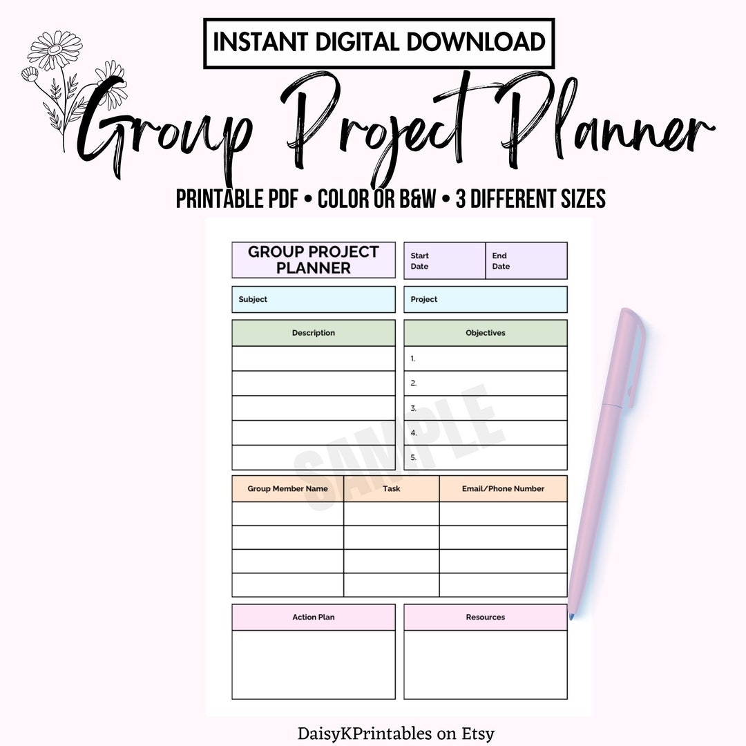 Group Project Planner Digital Download, School Study Organizer, College ...