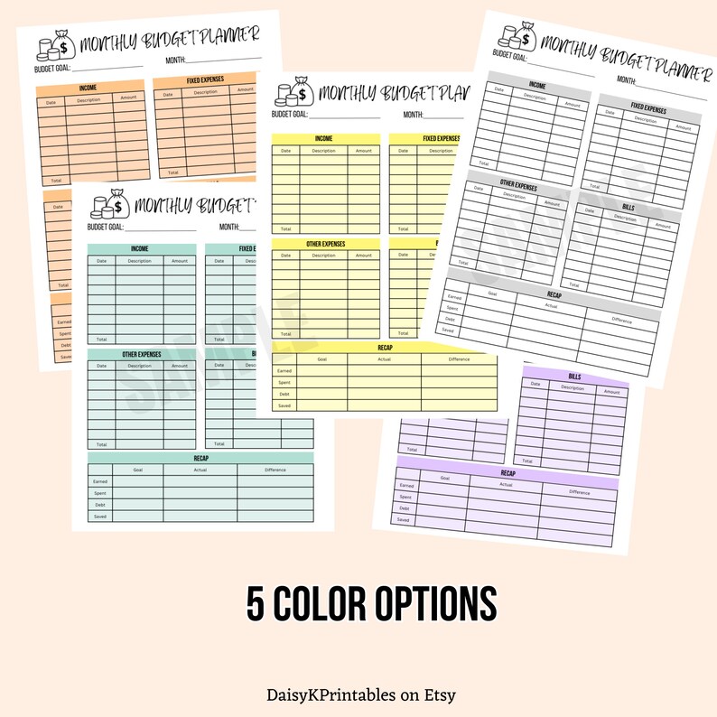 Monthly Budget Planner PDF, Digital Download, Expense Tracker, US ...