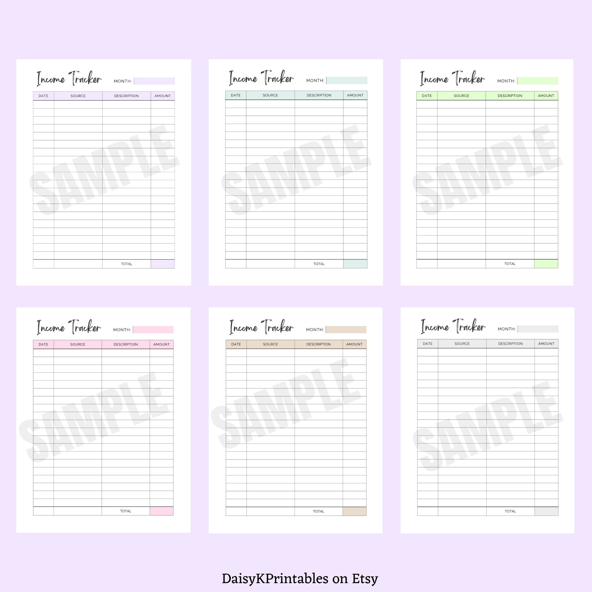 Income Tracker Digital Download Printable Income Log Finance - Etsy