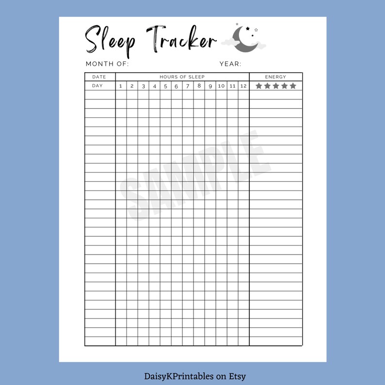 Sleep Tracker Digital Download, Sleep Log, Energy Log, Track Sleep ...