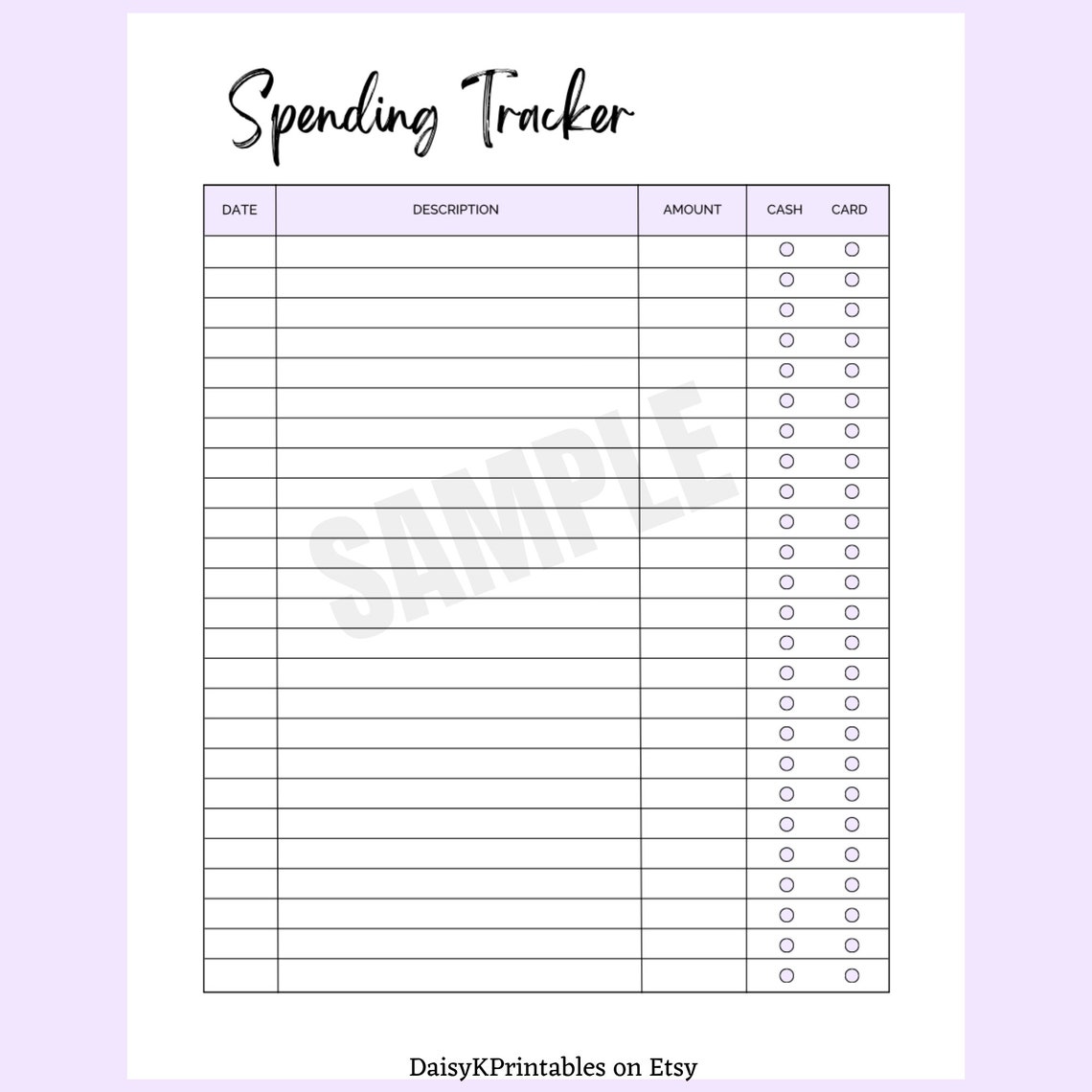 Spending Tracker Digital Download Printable PDF, Expense Tracker ...
