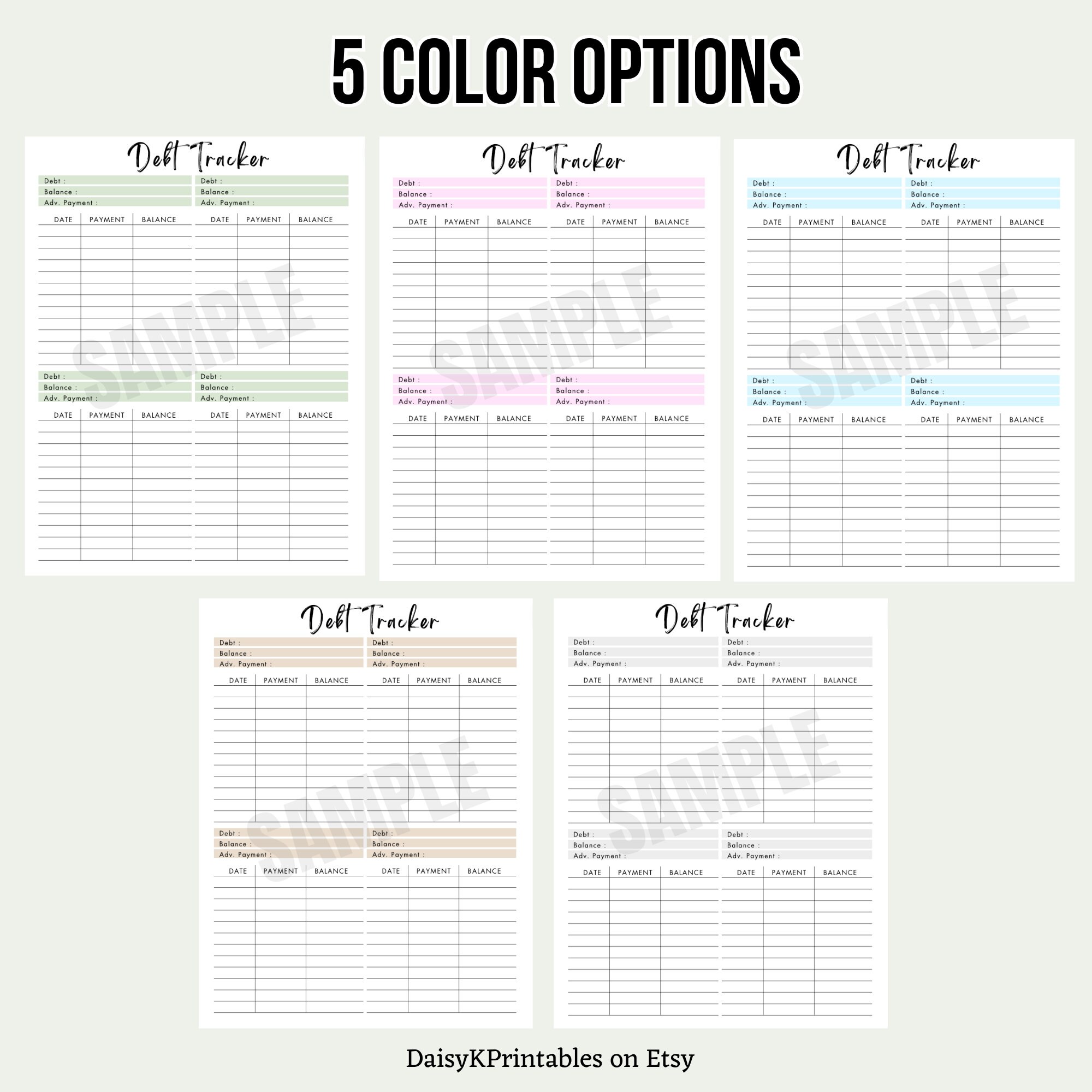 Debt Tracker Digital Download Printable, Money Debt Planner, Track Your ...