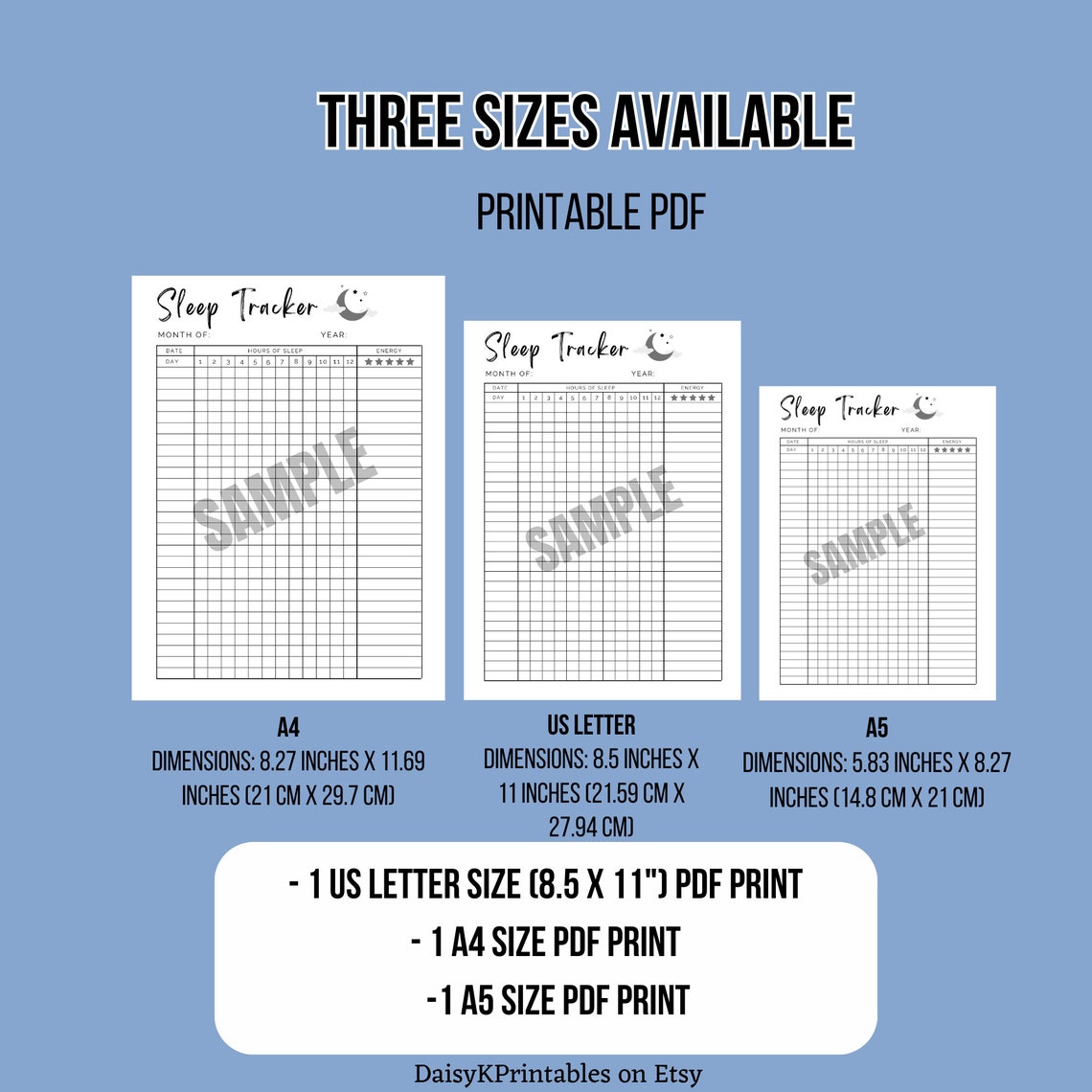 Sleep Tracker Digital Download, Sleep Log, Energy Log, Track Sleep ...