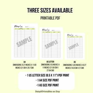 Mileage Log Digital Download PDF Printable, Work Trip Miles Tracker ...