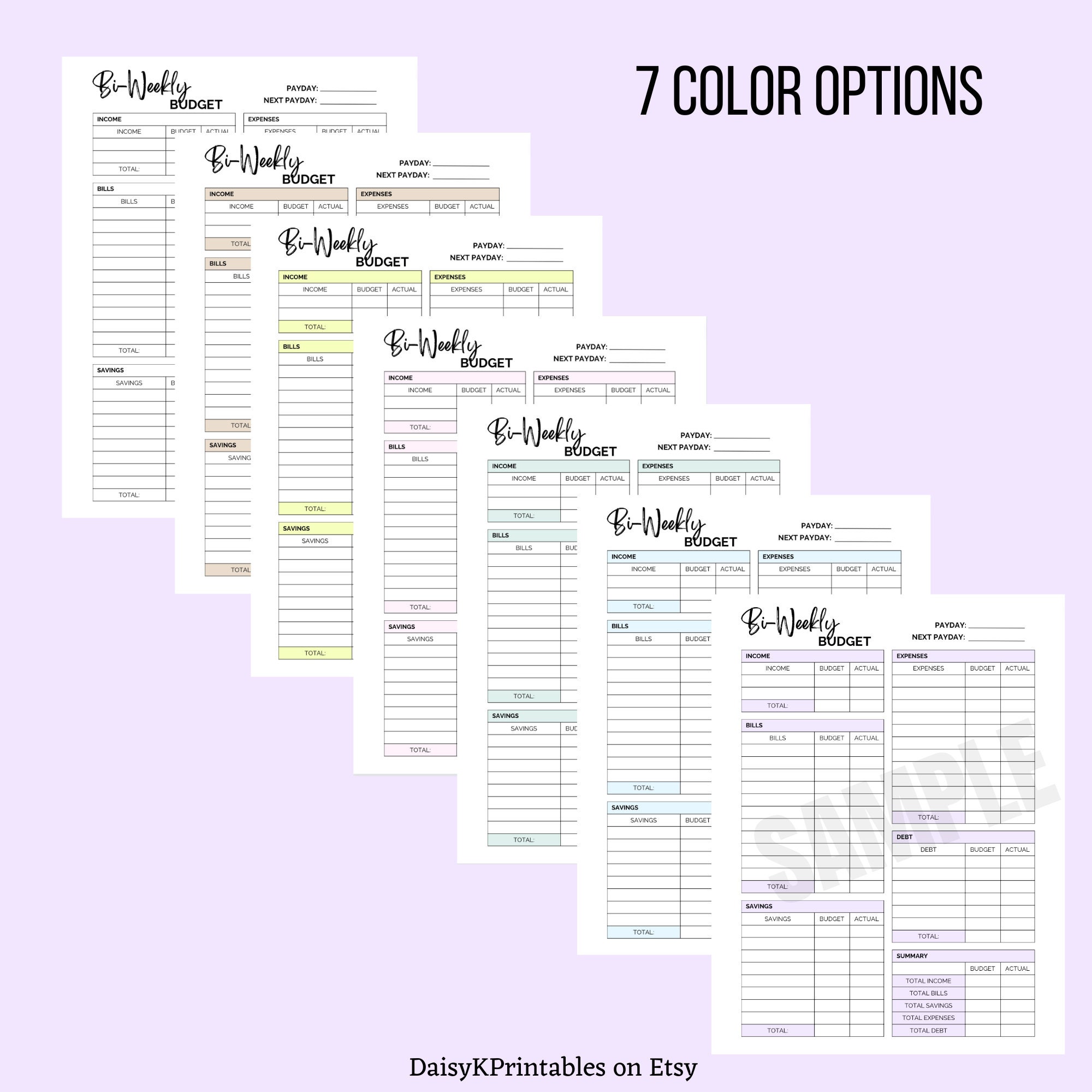 Bi-weekly Budget Printable Digital Download PDF, Budget Planner, Budget ...