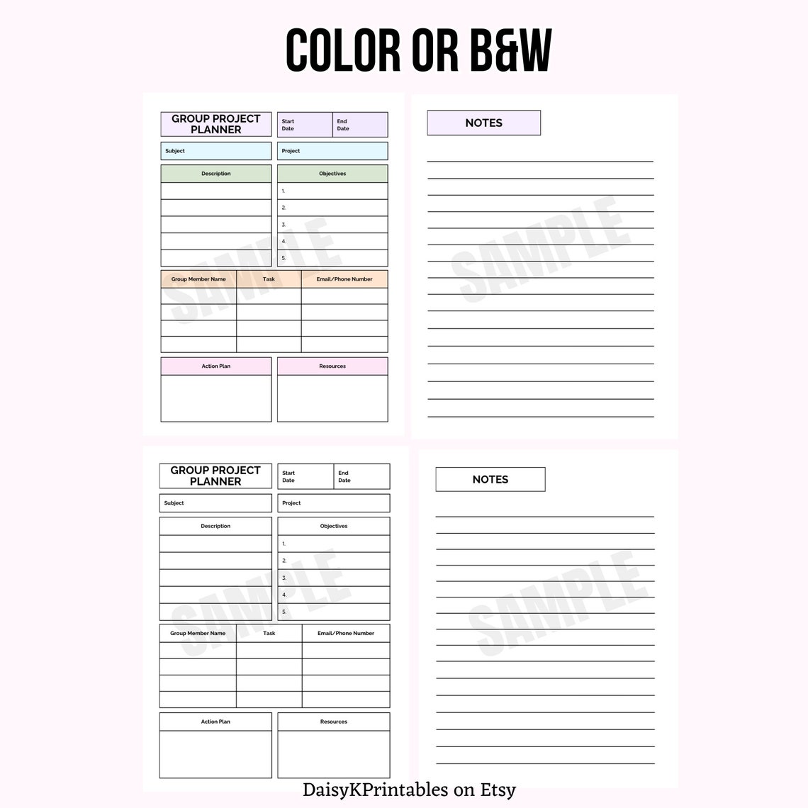 Group Project Planner Digital Download, School Study Organizer, College ...
