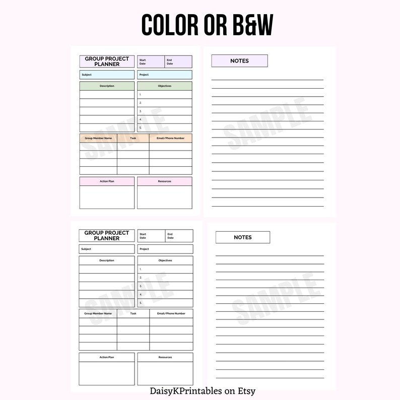 Group Project Planner Digital Download, School Study Organizer, College ...