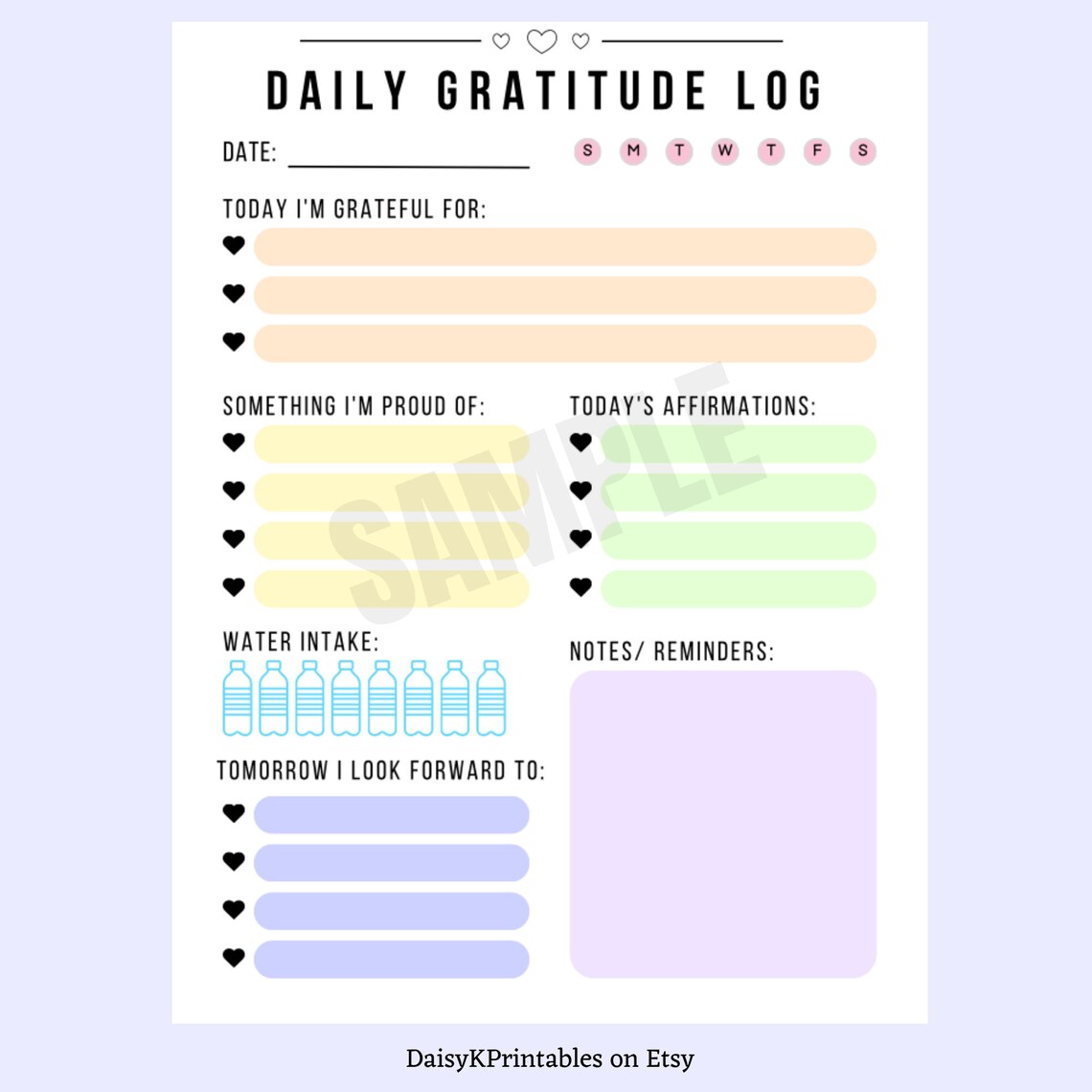 Daily Gratitude Log, Gratitude Journal Digital Download PDF ...