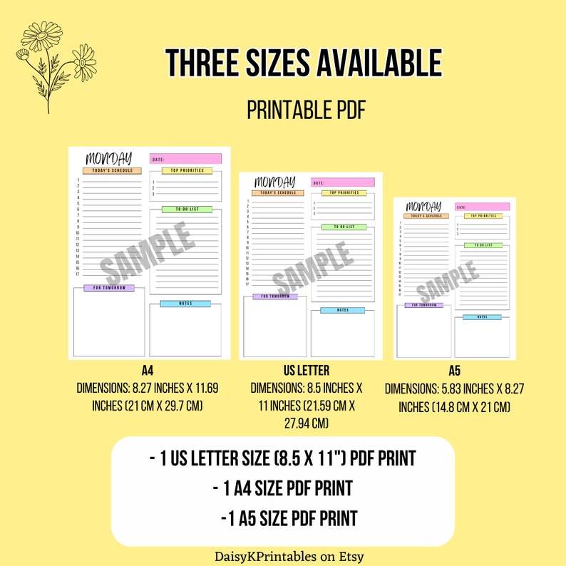 To Do List Pack, PDF Digital Download, Colorful Daily to Do Lists ...