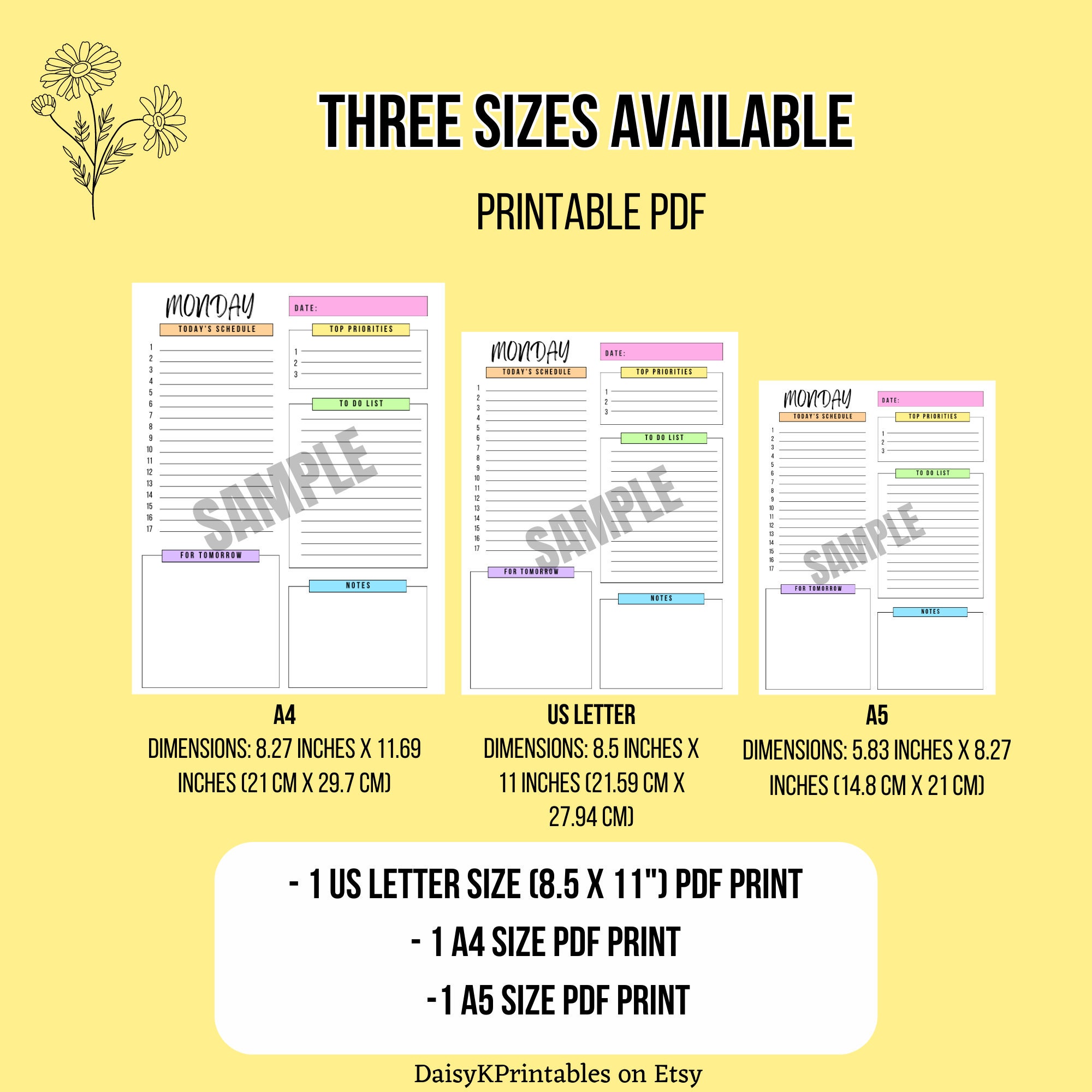 To Do List Pack, PDF Digital Download, Colorful Daily to Do Lists ...
