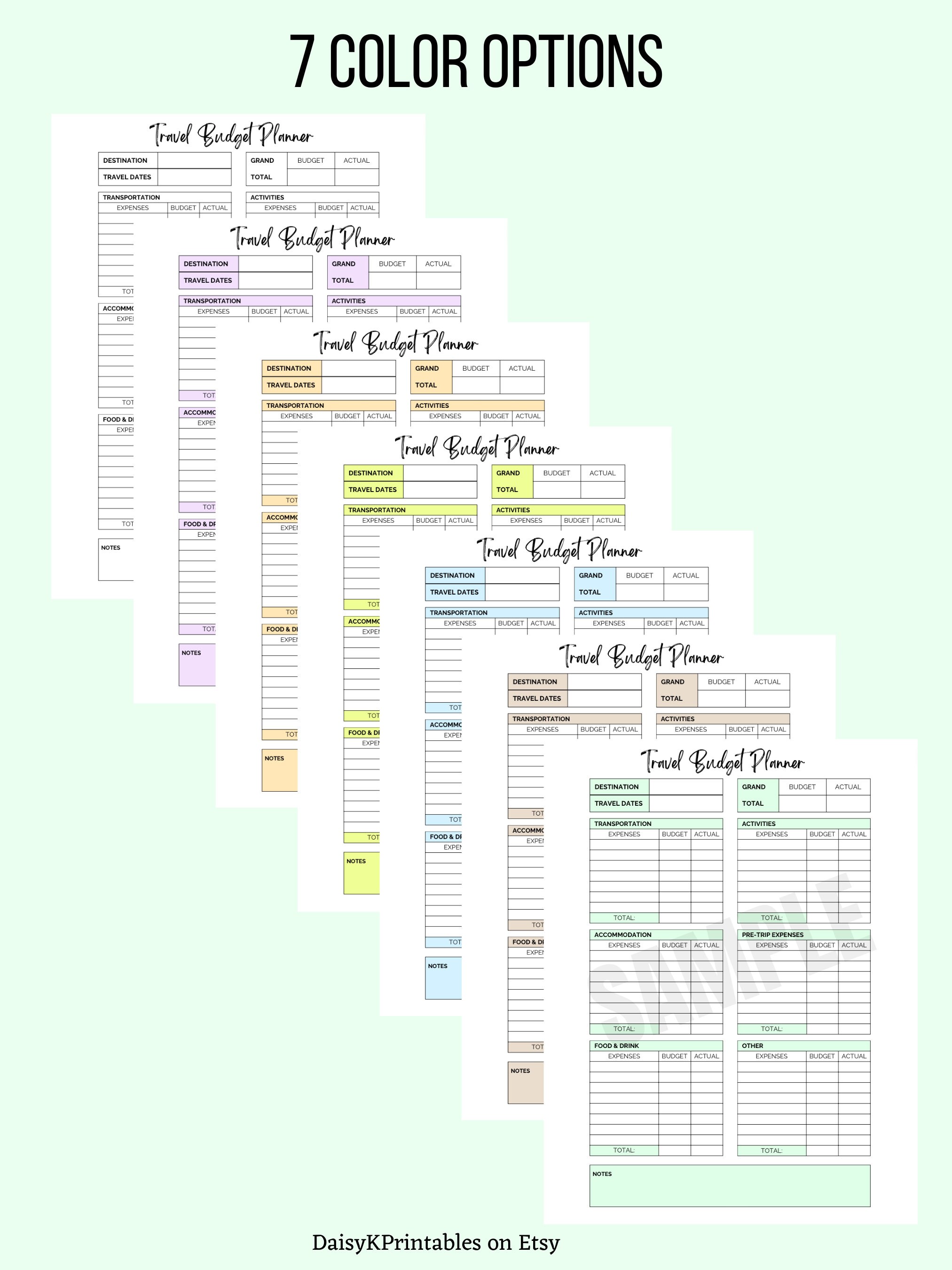 Travel Budget Planner Digital Download Printable PDF, Vacation Budget ...