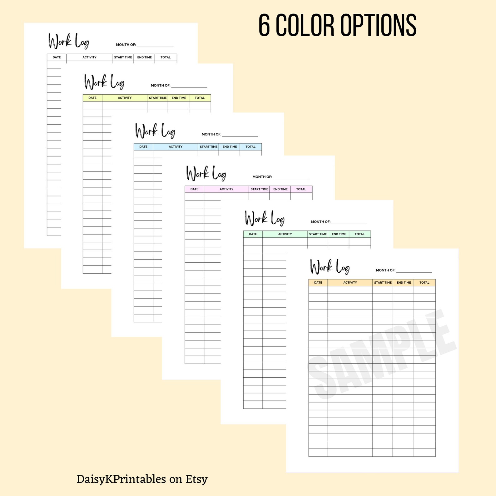 Work Log Digital Download Printable PDF, Work Tracker, Log Work Hours ...