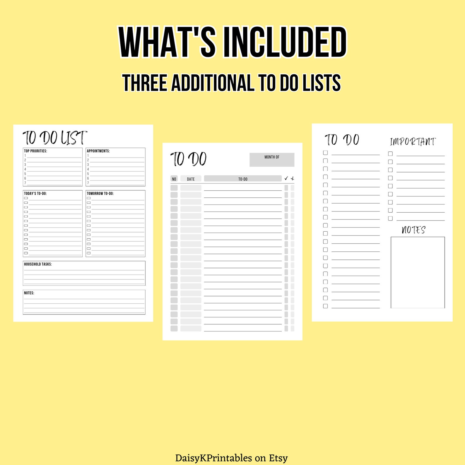 To Do List Pack, PDF Digital Download, Colorful Daily to Do Lists ...