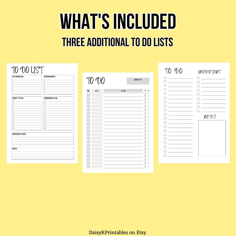 To Do List Pack, PDF Digital Download, Colorful Daily to Do Lists ...