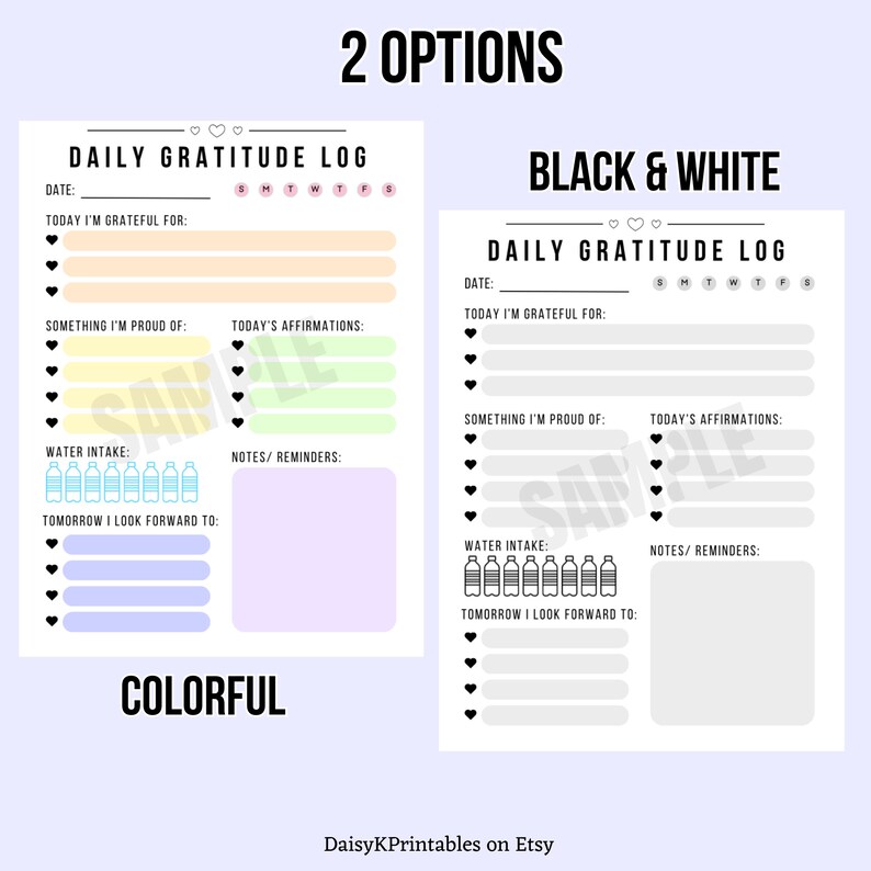 Daily Gratitude Log, Gratitude Journal Digital Download PDF ...