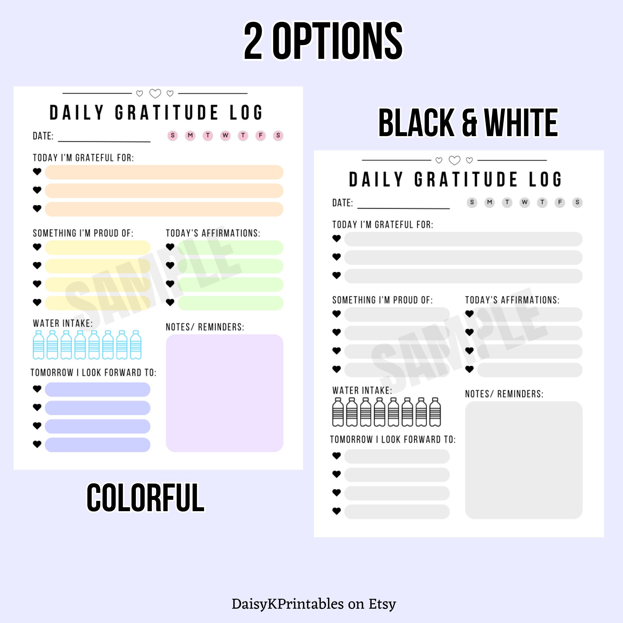 Daily Gratitude Log, Gratitude Journal Digital Download PDF ...