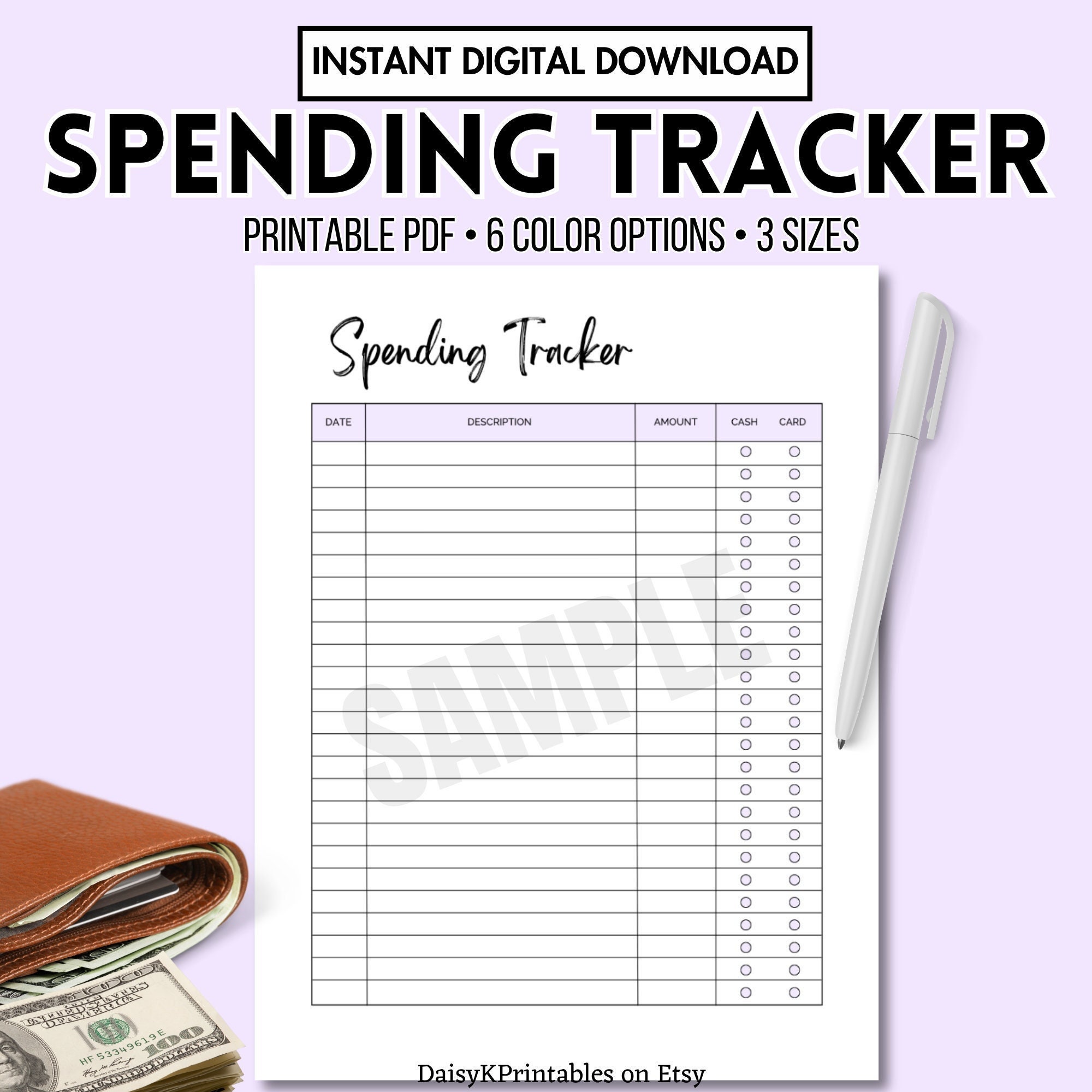 Spending Tracker Digital Download Printable PDF, Expense Tracker ...
