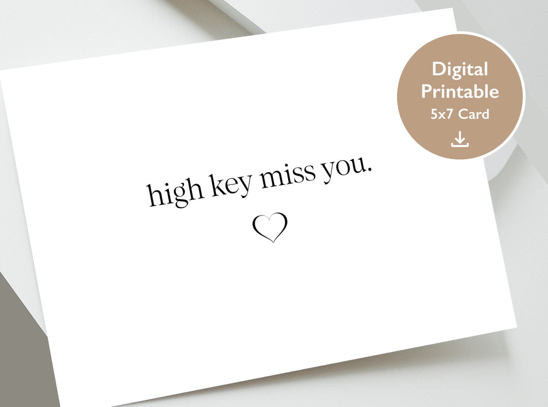 Miss You Digital Printable & Envelope Template 5x7 Card | High Key Miss ...