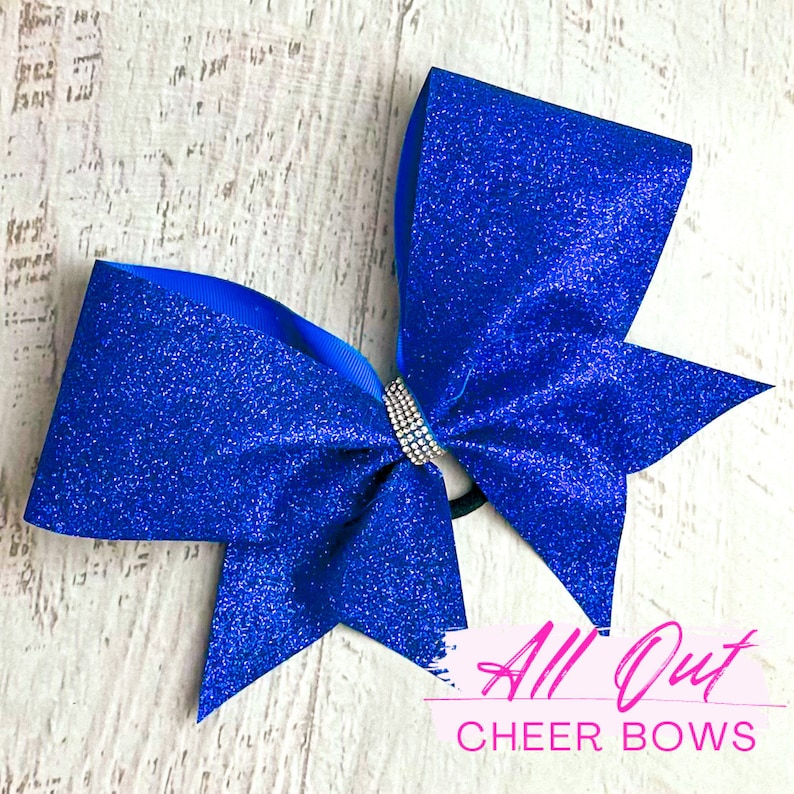 Isabella Solid Glitter Royal Blue Cheer Bow Practice Bow Competition ...