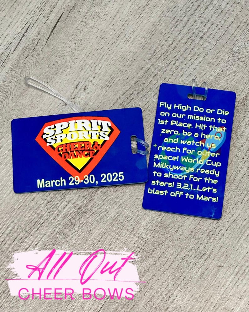 Custom Cheerleading Bag Tag – Personalized Luggage Tag – Double-sided ...