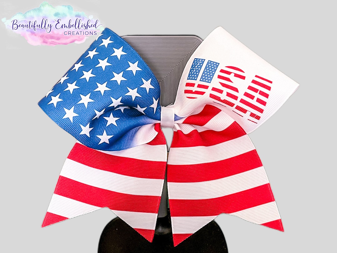 USA American Flag Cheer Bow - Etsy