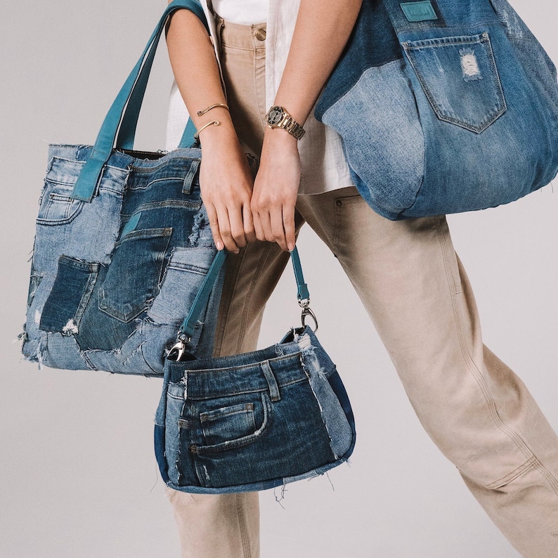Upcycled Denim Shoulder Bag - Etsy