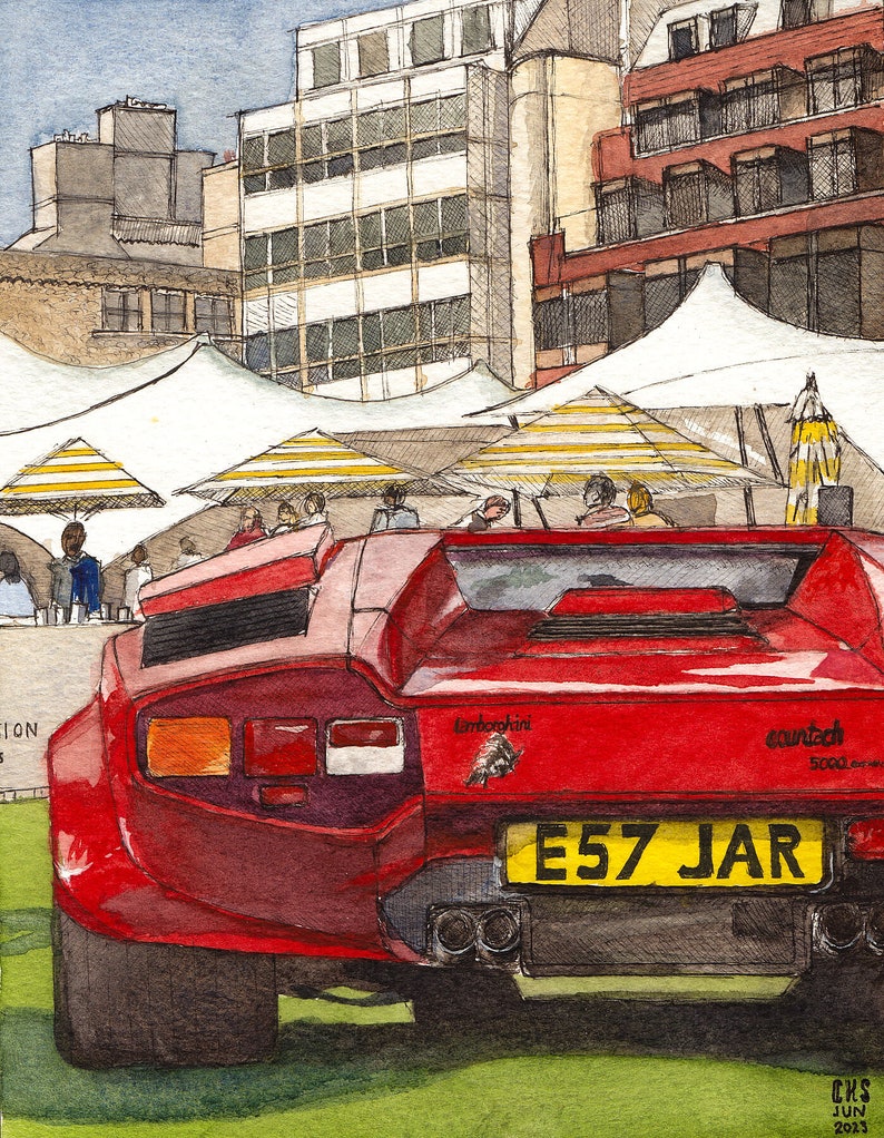 Lamborghini Countach Lp5000 Qv Print of Watercolour Painting - Etsy