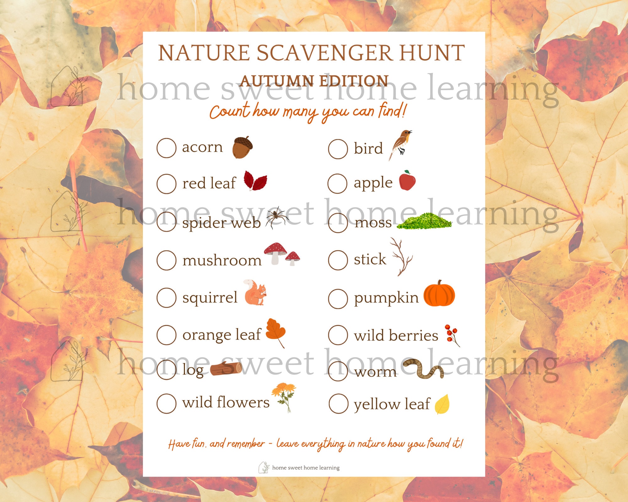 Nature Scavenger Hunt Printable for Toddlers and Kids Autumn Scavenger ...