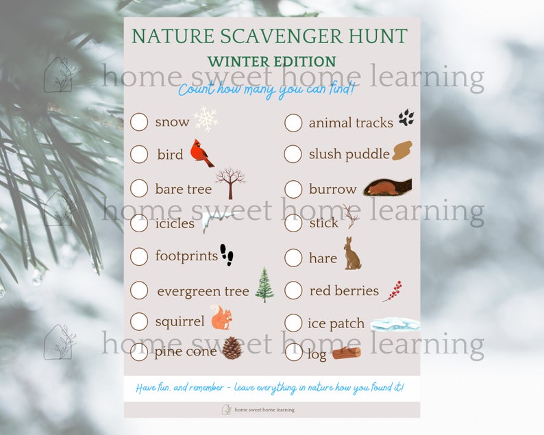 Nature Scavenger Hunt: Four Seasons Printable Checklist (PDF) - Etsy