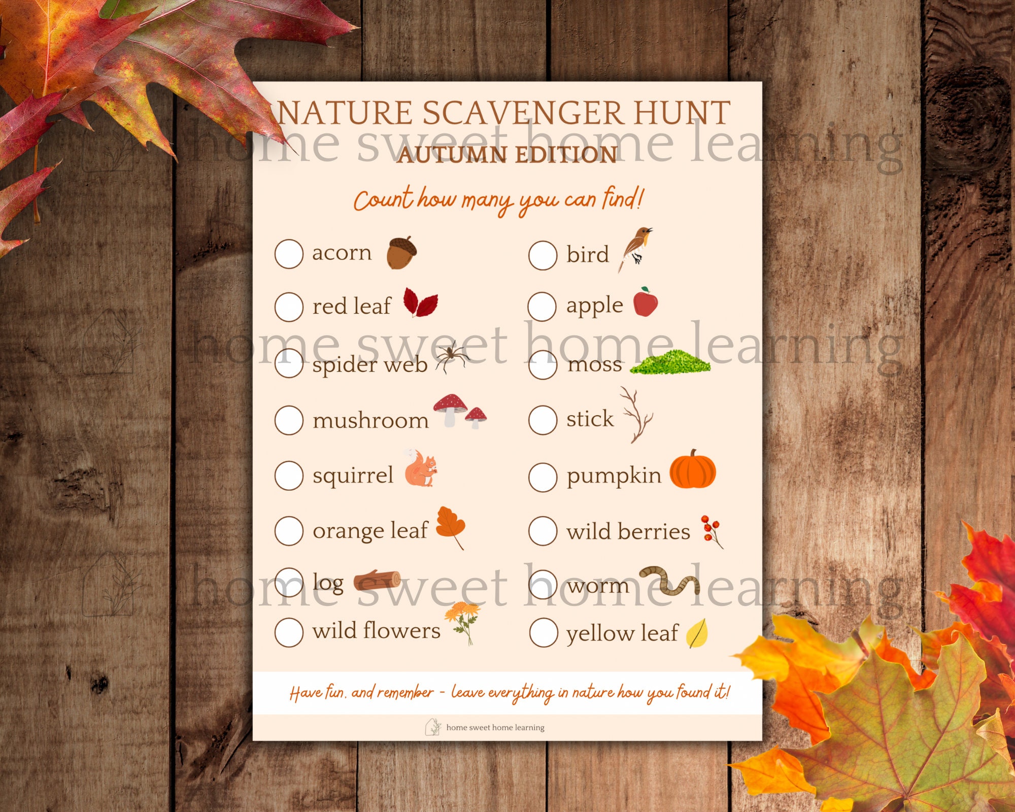 Printable Autumn Scavenger Hunt Fall Nature Scavenger Hunt Outdoor Fall ...