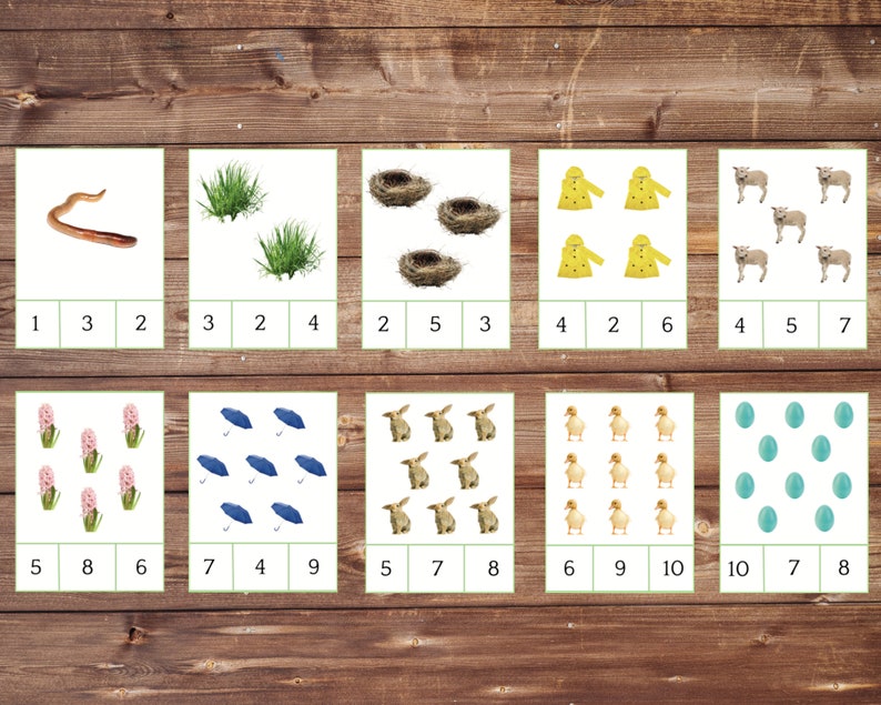 Spring Count and Clip Cards: Montessori Math Game (digital Download) - Etsy