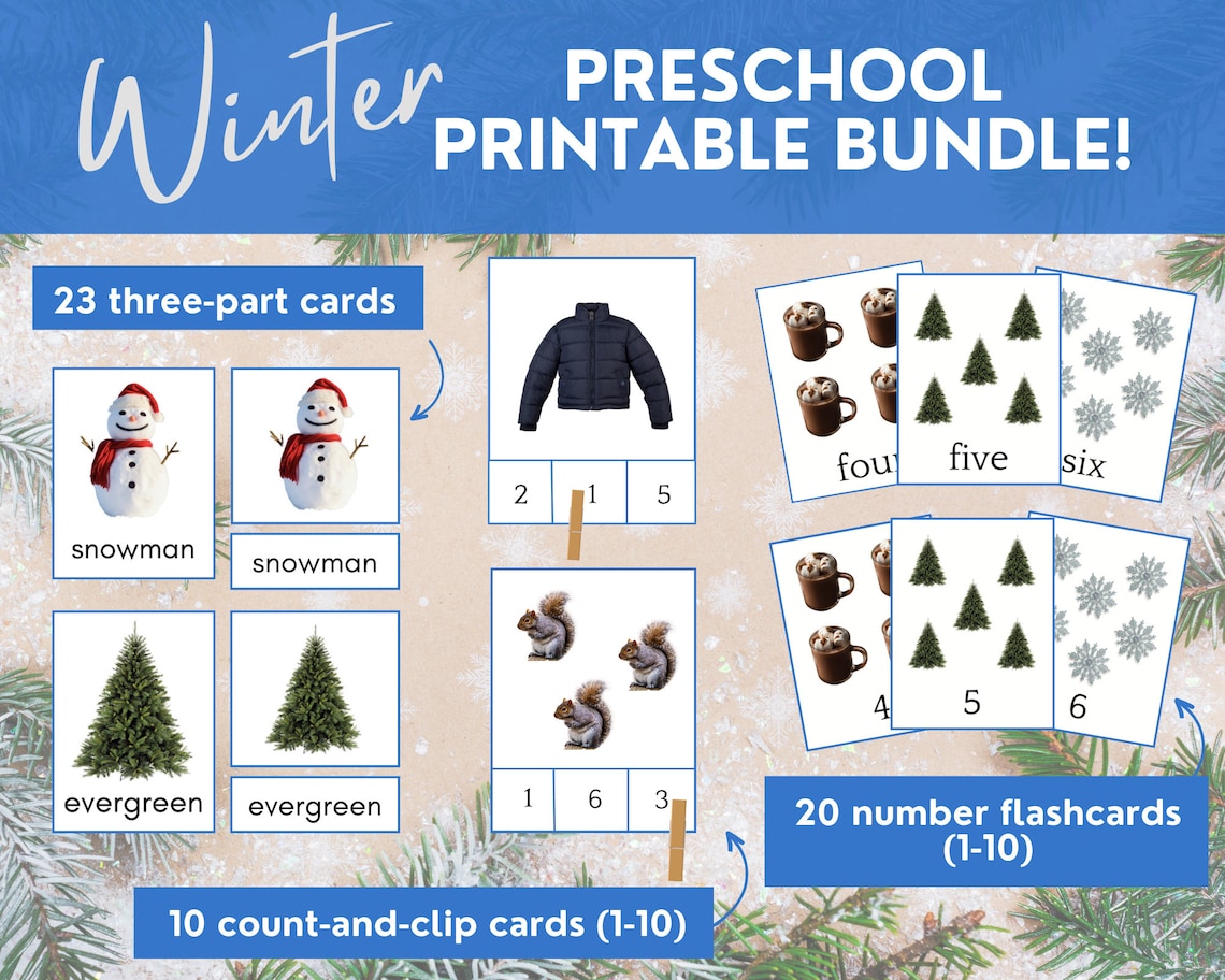 Printable Winter Homeschool Bundle Preschool Montessori Winter ...
