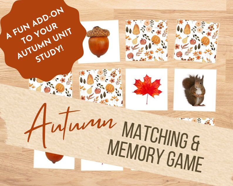 Printable Autumn Memory Matching Game: Montessori Fall Unit (PDF) - Etsy