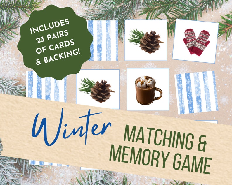 Printable Winter Memory Game Matching Game Winter Real Images ...