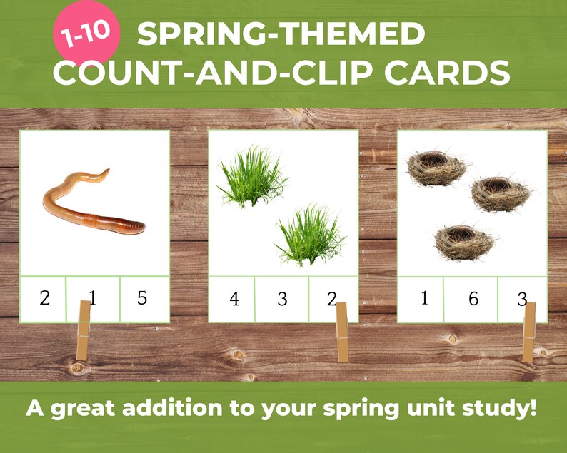 Spring Count and Clip Cards: Montessori Math Game (digital Download) - Etsy