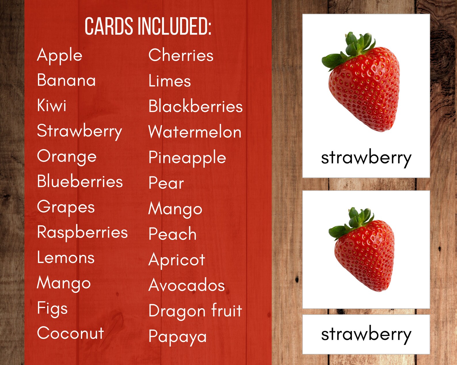 Printable Three-part Cards Fruit Real Pictures Montessori Nomenclature ...