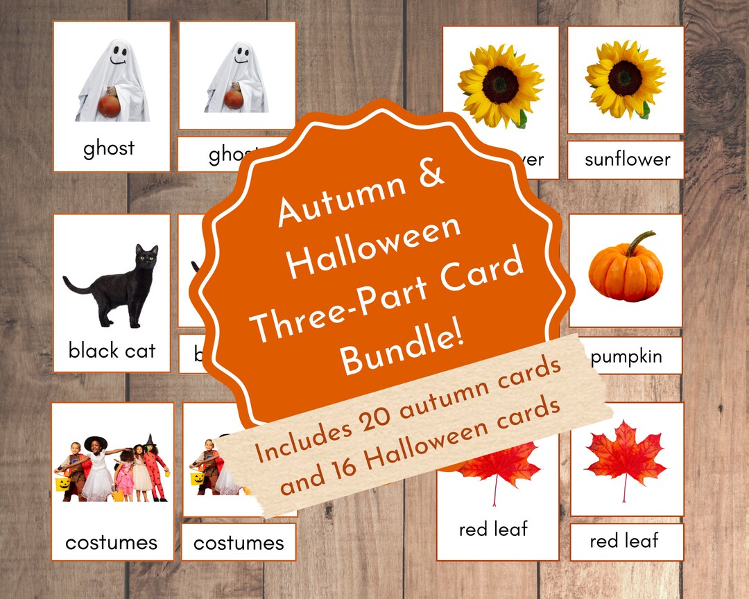 Autumn Three-part Cards Printable Halloween Three-part Cards ...