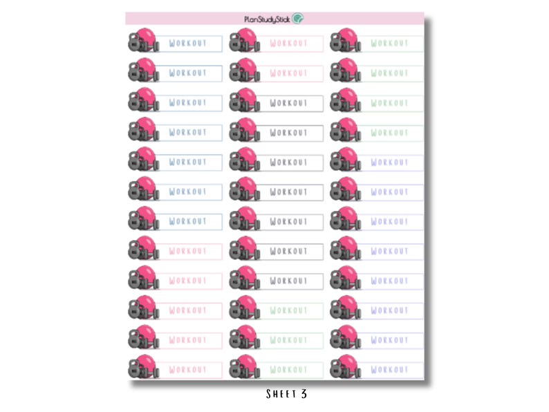 Workout Reminder Stickers | Vertical Planner Stickers | Decorative and ...