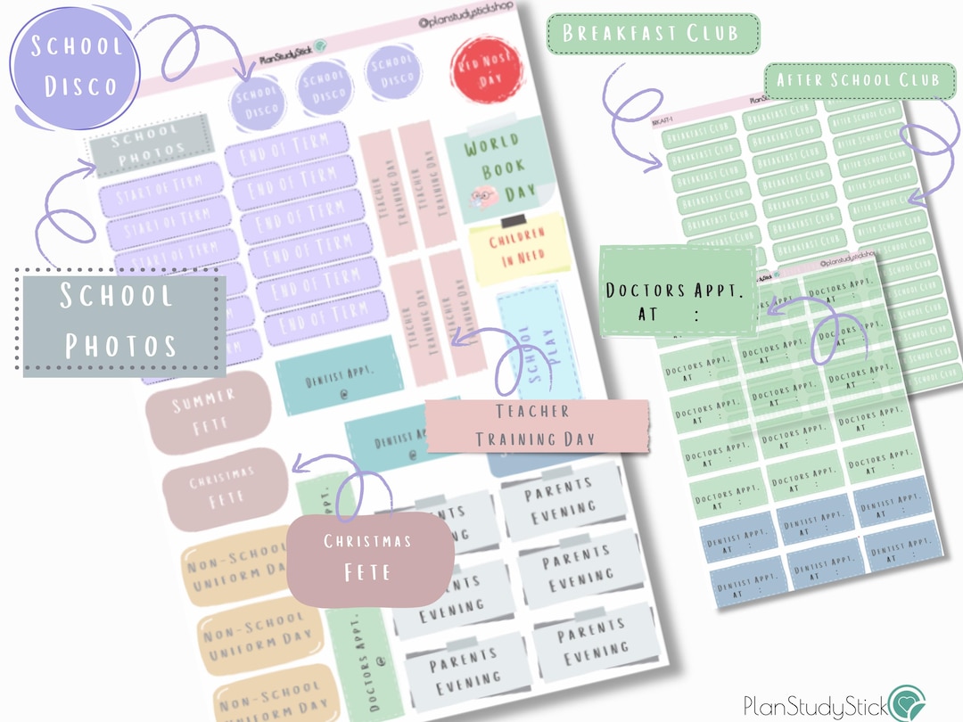 Parent Pack Planner Stickers | School Reminders, Appointments - Etsy