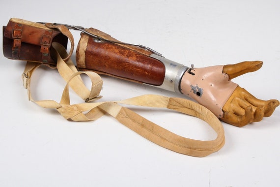 Vintage prosthetic arm, male, metal leather, steampunk - Gem